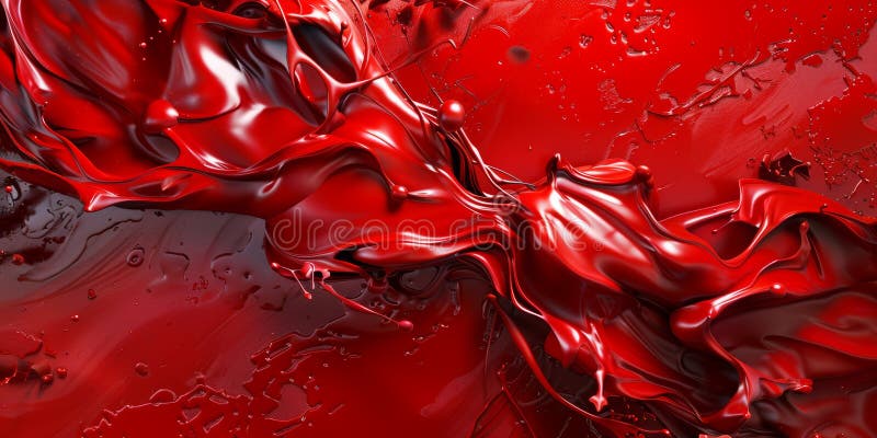 Abstract Red Liquid Creating Waves and Textures on a Red Surface Art ...