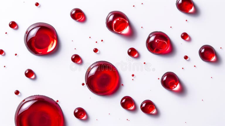 Abstract Red Liquid Droplets on White Surface Stock Photo - Image of ...