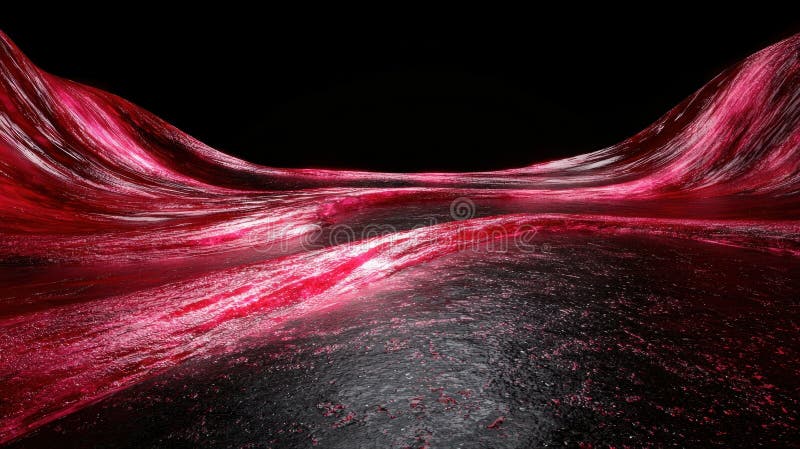 Abstract Red Liquid Flowing Over a Black Surface. Stock Illustration ...