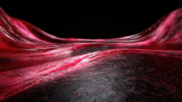 Abstract Red Liquid Flowing Over a Black Surface. Stock Illustration ...