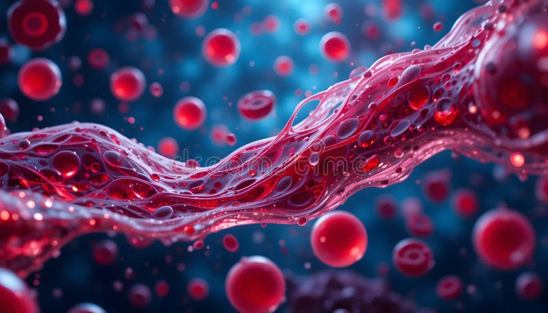 Abstract Red Liquid Flowing through Space: a Microscopic View of ...