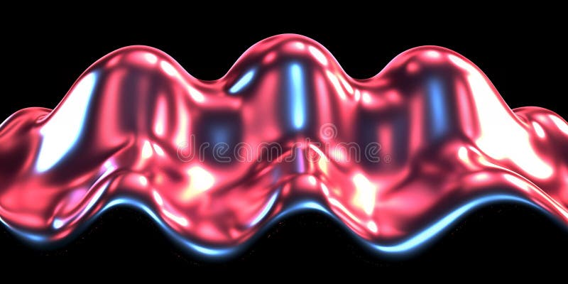 Abstract Red Liquid Metal Texture Shiny Wavy Surface 3D Render ...