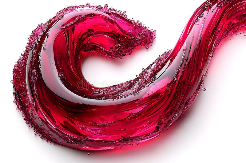 Abstract Red Liquid Wave with Droplets on White Background Studio Shot ...