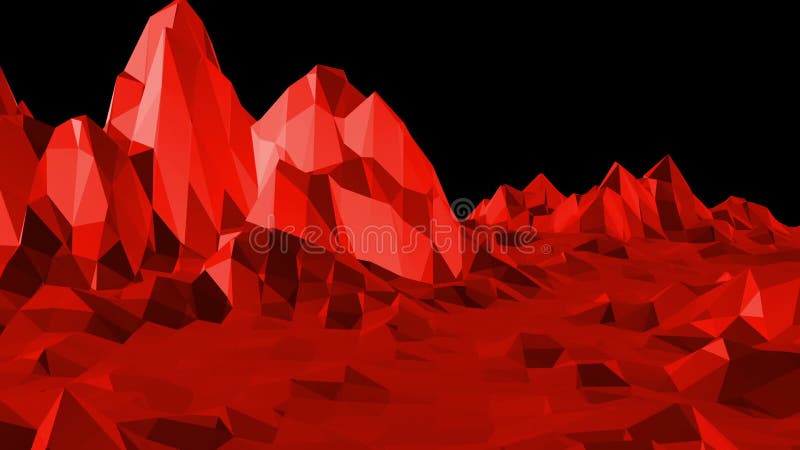 Abstract Red Low Poly Surface As Landscape or Molecular Structure in ...