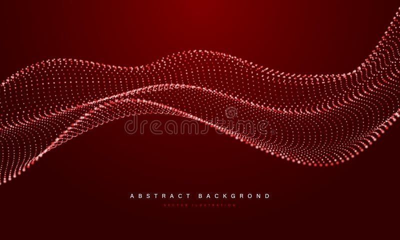 Abstract Red Mesh Particles Wave Curve Overlap Technology Network ...