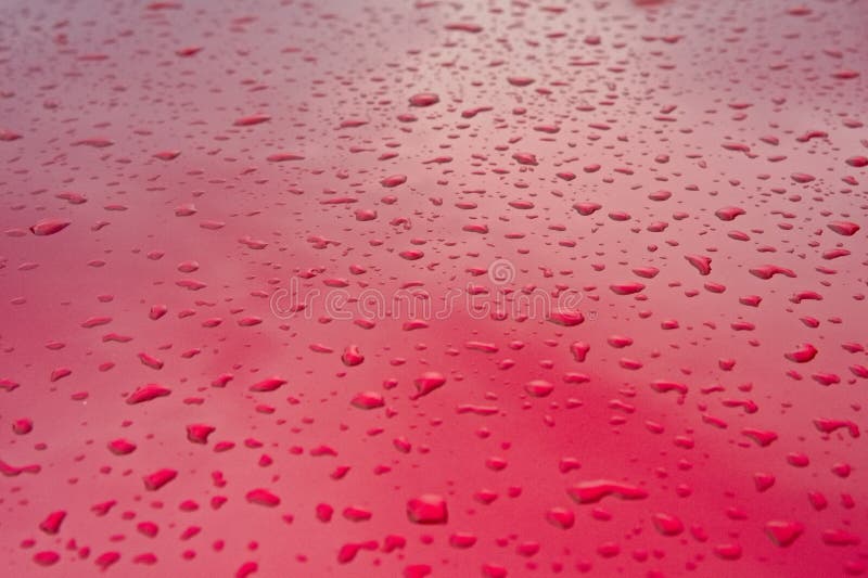 Abstract Red Metal Background. Wet Rain Drops on the Metal Red Car ...