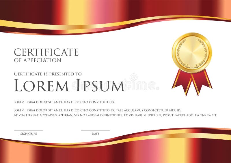 Abstract Red Metallic Theme Certificate Card Template Stock Vector ...