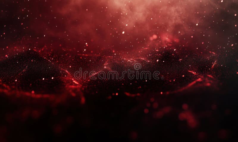 Abstract Red Mist Particles Floating in Dark Space Stock Illustration ...