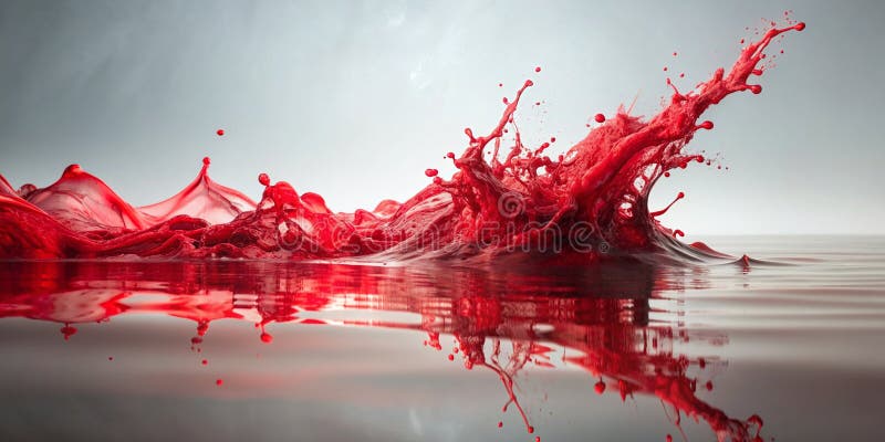 Abstract Red Mix Colored Inks Splash in Water Background Generative by ...
