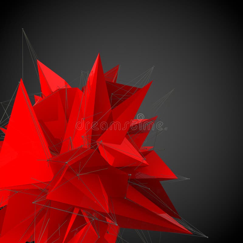 Vector Irregular Polygonal Background - Triangle Low Poly Pattern - Strawberry Red and Pastel ...