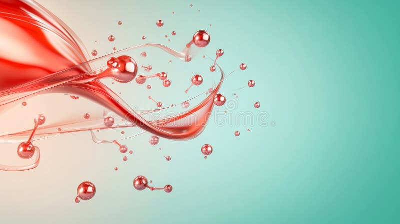Abstract Red Molecular Structure Fluid Dynamics Scientific ...