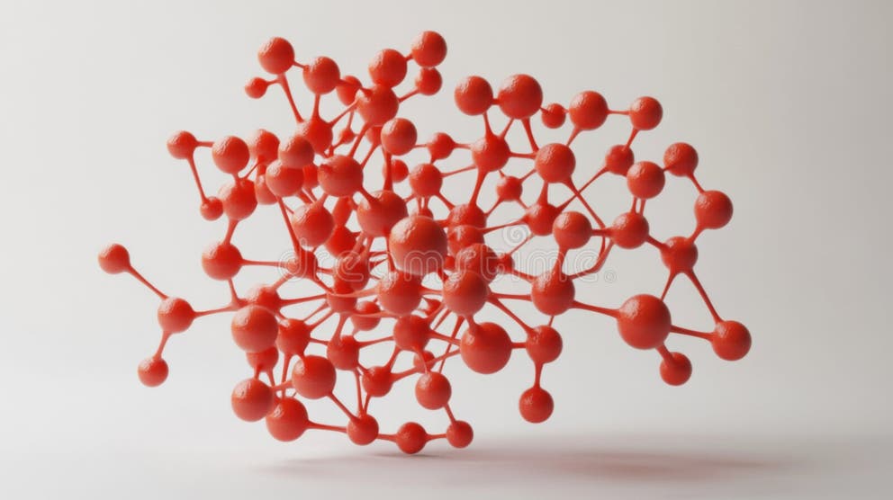 Abstract Red Molecular Structure Network Stock Illustration ...