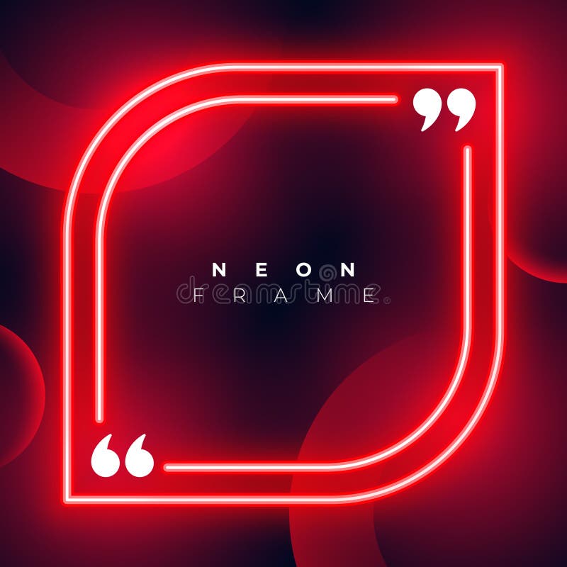 Abstract Red Neon Geometric Frame with Quotation Mark Stock Vector ...