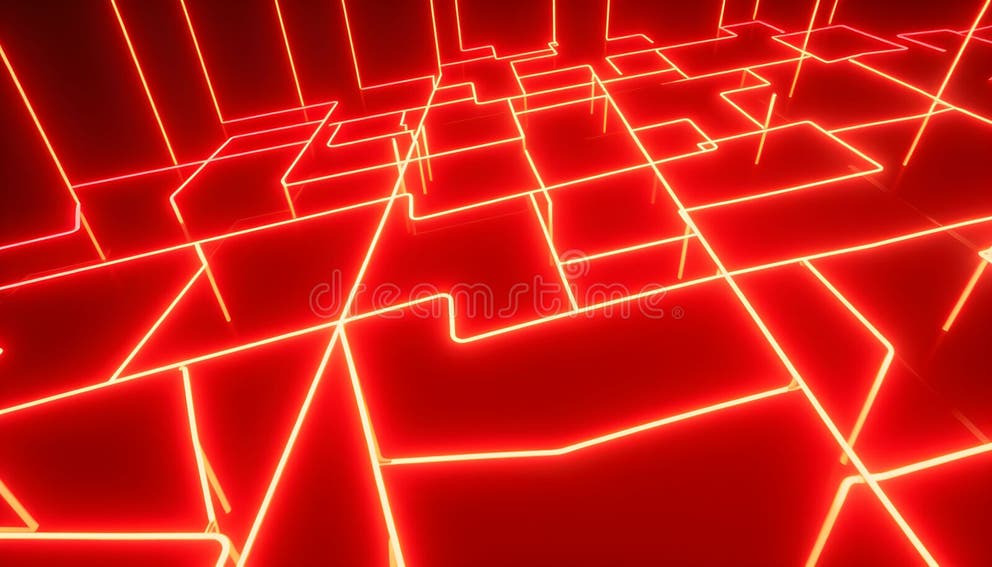 Abstract Red Neon Grid: Modern Geometric Pattern Design Stock ...