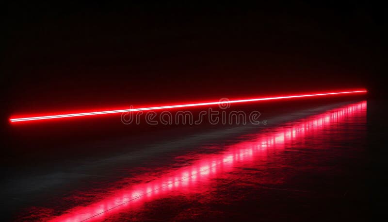 Abstract Red Neon Light Line on Dark Floor High Quality Image Stock ...
