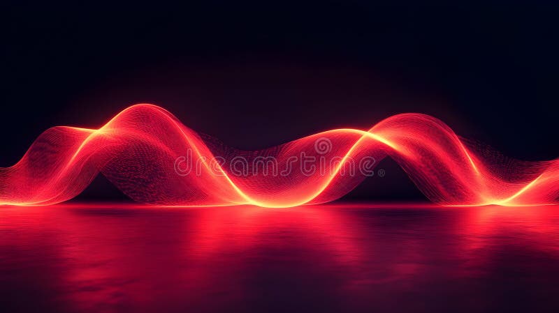 Abstract Red Neon Light Wave Background Stock Illustration ...