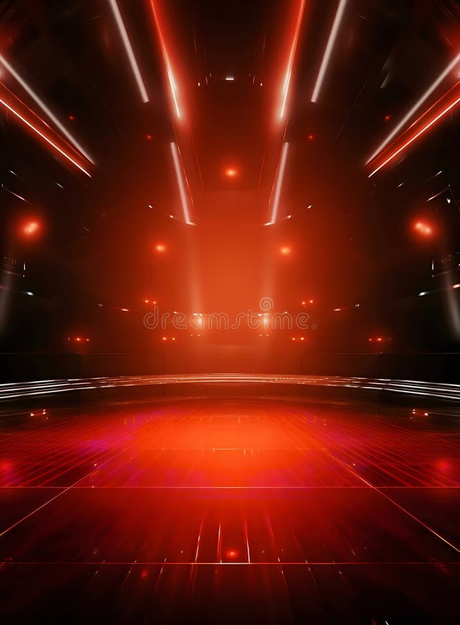 Neon stage with reflector stock illustration. Illustration of blue ...