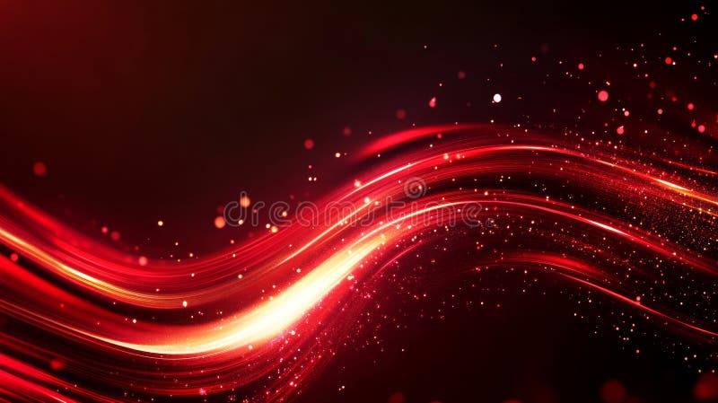 Abstract Red Neon Waves with Sparkles Symbolizing Energy Movement Magic ...