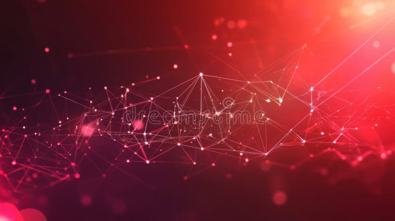Abstract Red Network Background with Glowing Points and Lines Stock ...