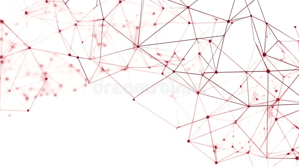 Abstract Red Network Connection: Geometric Plexus Background for Technology, Science, and ...