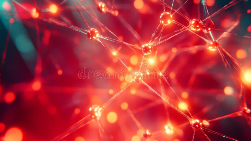 Abstract Red Network of Glowing Nodes and Connections Stock ...