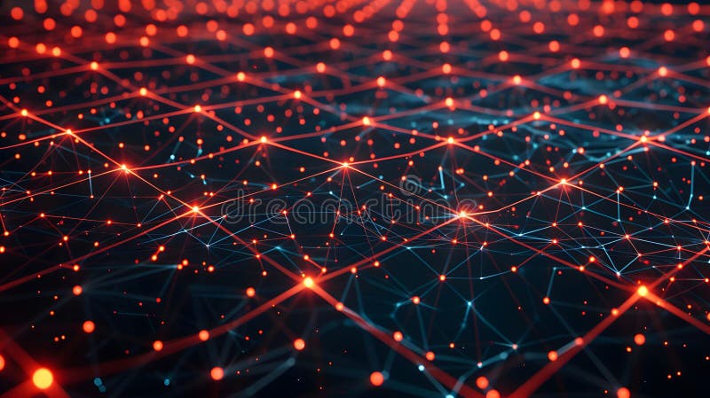 Abstract Red Network Grid Global Internet Connection Stock Illustration ...