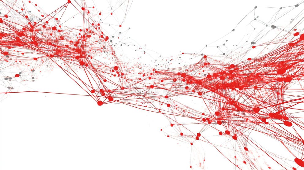 Abstract Red Network: Interconnected Nodes and Lines. Perfect for ...