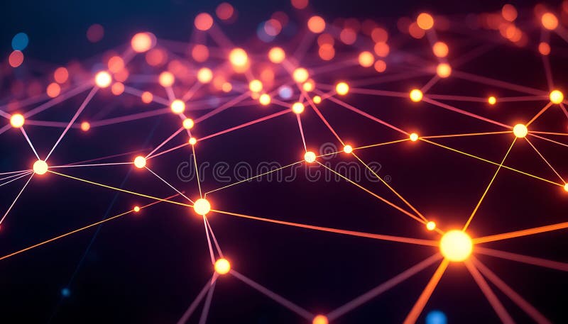 Abstract Red Network Lines, Digital Connection Design, Stock Photo ...