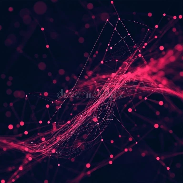 Abstract Red Network Visualization with Dynamic Wireframe Connections ...