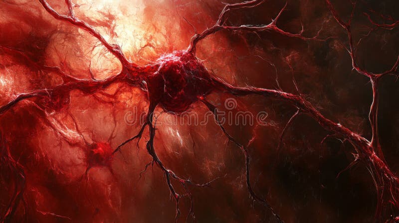 Abstract Red Neural Network Structure Artistic Rendering Stock ...