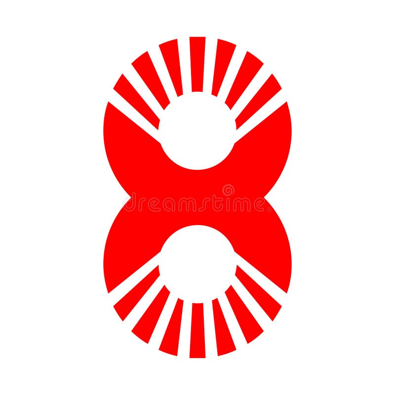 Abstract Red Number 8 with Radiating Lines Design Stock Vector ...