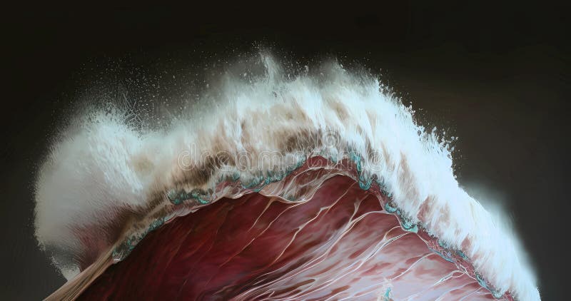 Abstract Red Ocean Background with Waves Stock Illustration ...