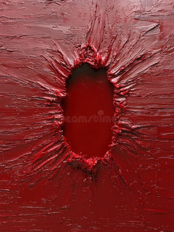 Abstract Red Oil Painting with a Central Void. Stock Illustration ...