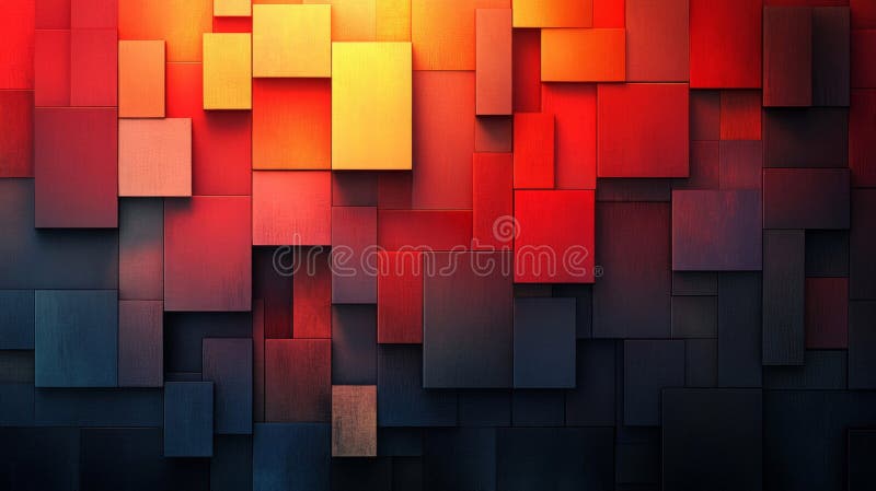Abstract Red Orange and Blue Square Blocks Pattern Stock Illustration ...