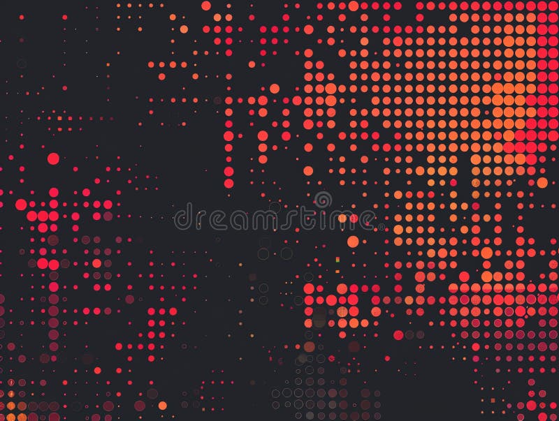 Abstract Red and Orange Circles Scattered on a Dark Background Digital ...