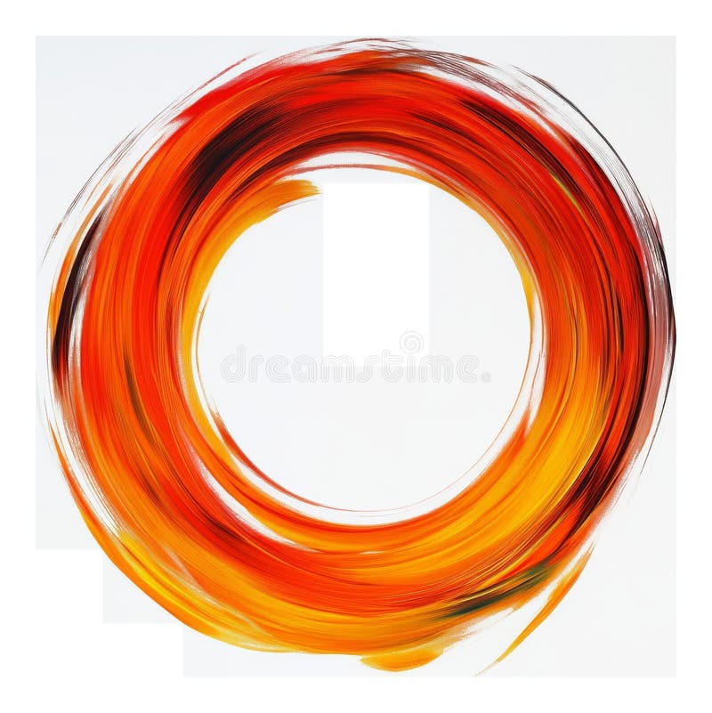 Abstract Red and Orange Circular Brushstroke on Transparent Background ...