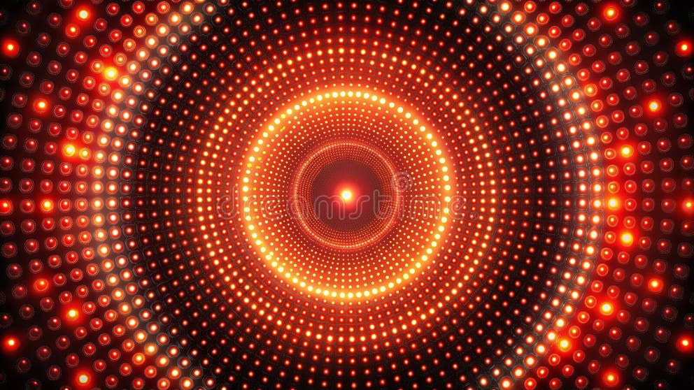 Abstract Red and Orange Circular Light Display Featuring a Concentric ...