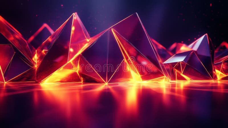 Abstract Red and Orange Crystal Landscape Stock Illustration ...