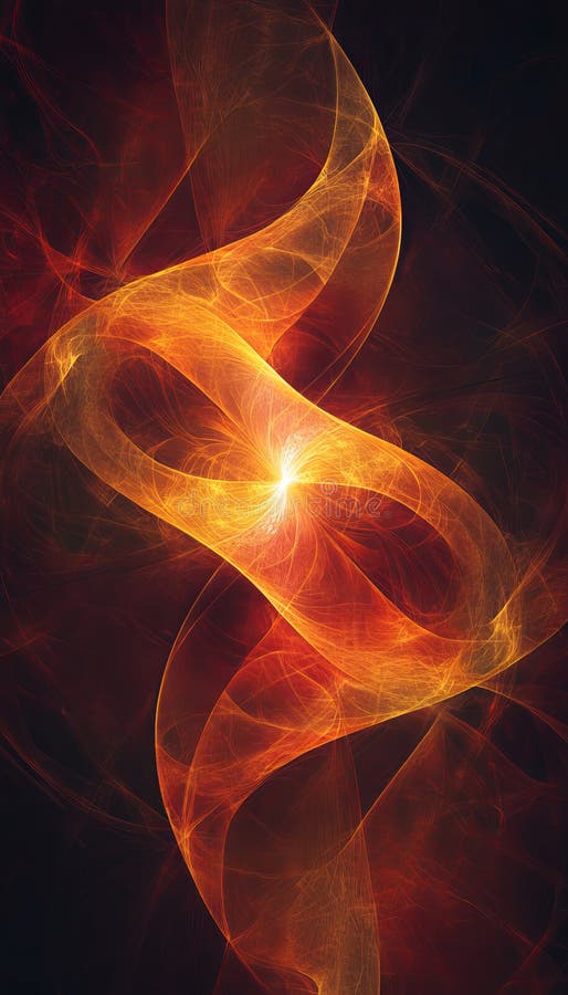 Abstract Red Orange Energy Pattern of Smooth Flowing Lines, Curves ...