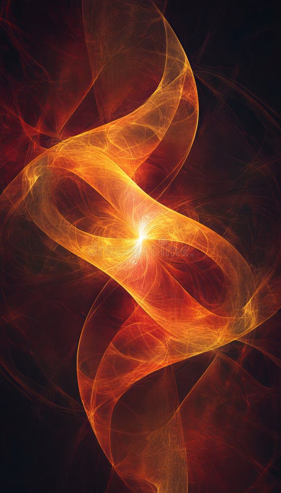 Abstract Red Orange Energy Pattern of Smooth Flowing Lines, Curves ...