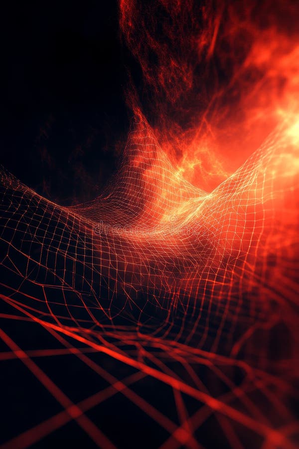 Abstract Red and Orange Energy Waves Flowing Dynamically Over a ...