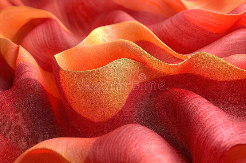 Abstract Red and Orange Fabric Waves Texture, Flowing Cloth Material ...