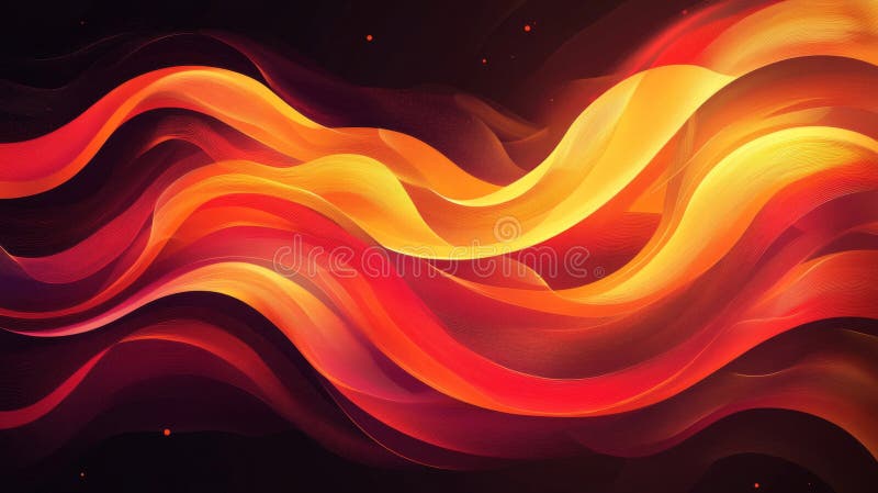 Abstract Red Orange Fire Waves Dark Background Stock Illustration ...