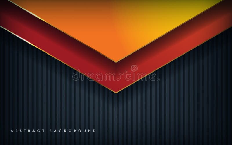 Abstract Red and Orange Gradient Arrow Golden Line Overlap Layers ...