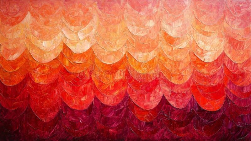 Abstract Red Orange Impasto Painting Wave Design Stock Illustration ...