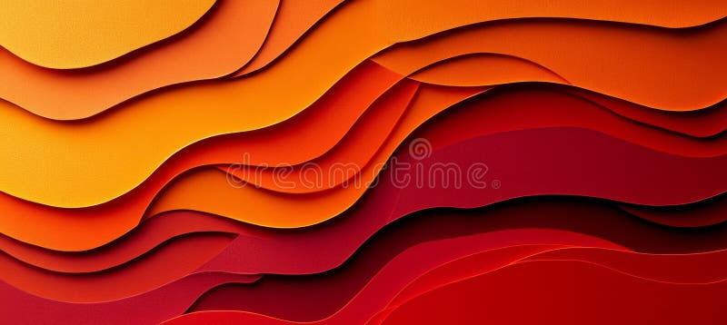 Abstract Red and Orange Layered Paper Cutout Background, Wavy Pattern ...