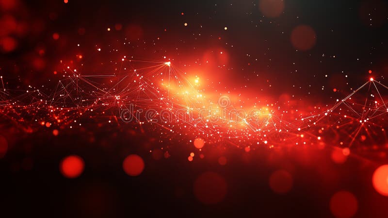 Abstract Red and Orange Light Patterns with Glowing Particles Set ...