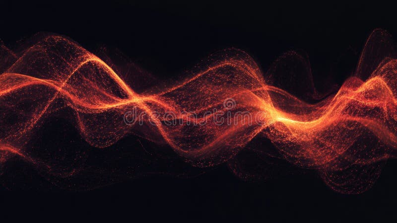 Abstract Red and Orange Light Waves on a Dark Background Stock Image ...