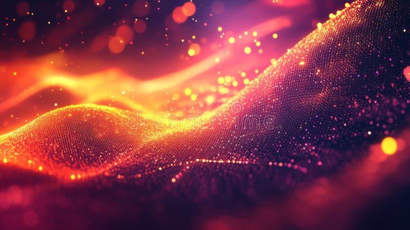 Abstract Red Orange Particle Wave Background Stock Illustration ...
