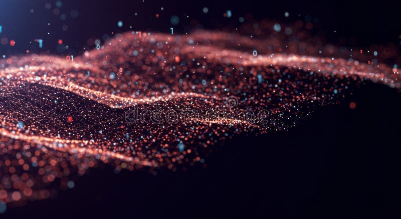 Abstract Red Orange Particle Wave Background Stock Illustration ...